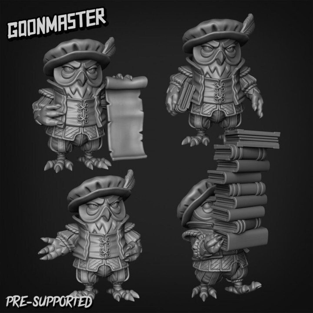 Owl Scholar (4 Poses) - Goon Master | UNPAINTED Miniature in Resin - Etsy