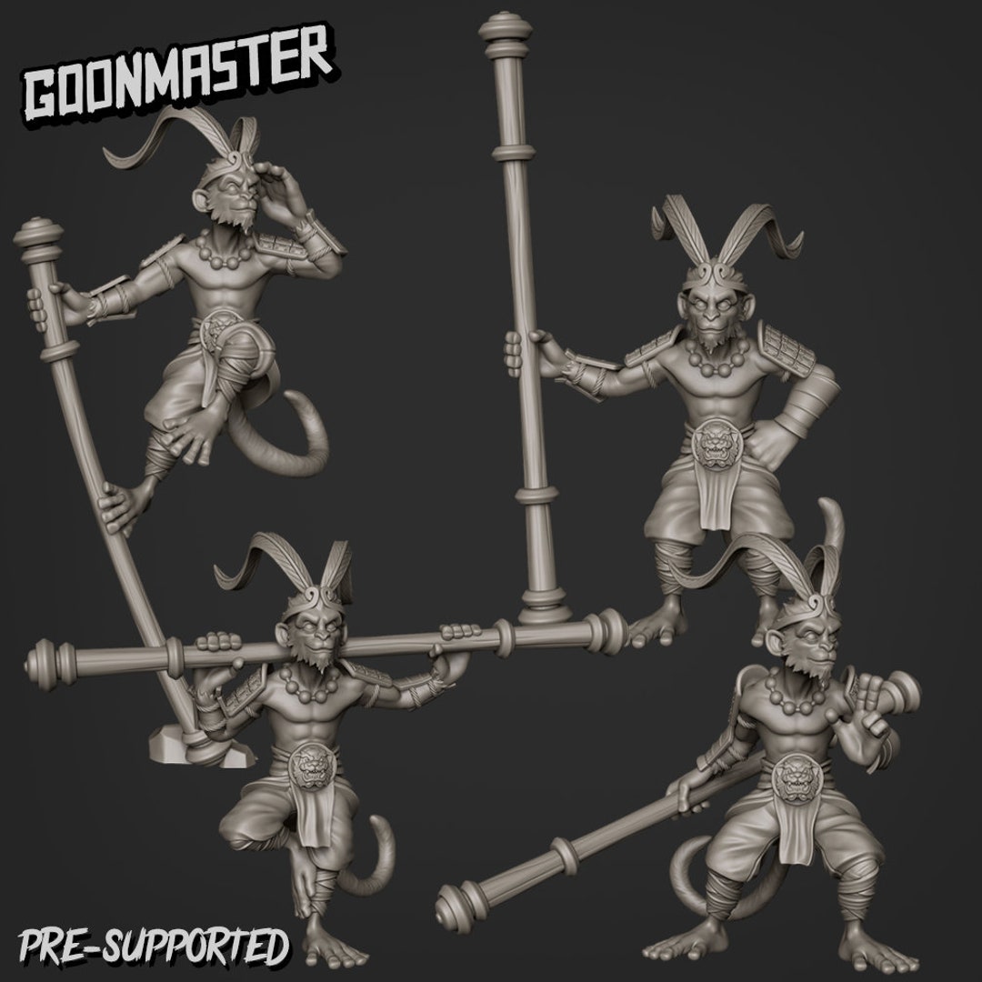 Monkey King (4 Poses) | Goonmaster | UNPAINTED Miniature in Resin - Etsy