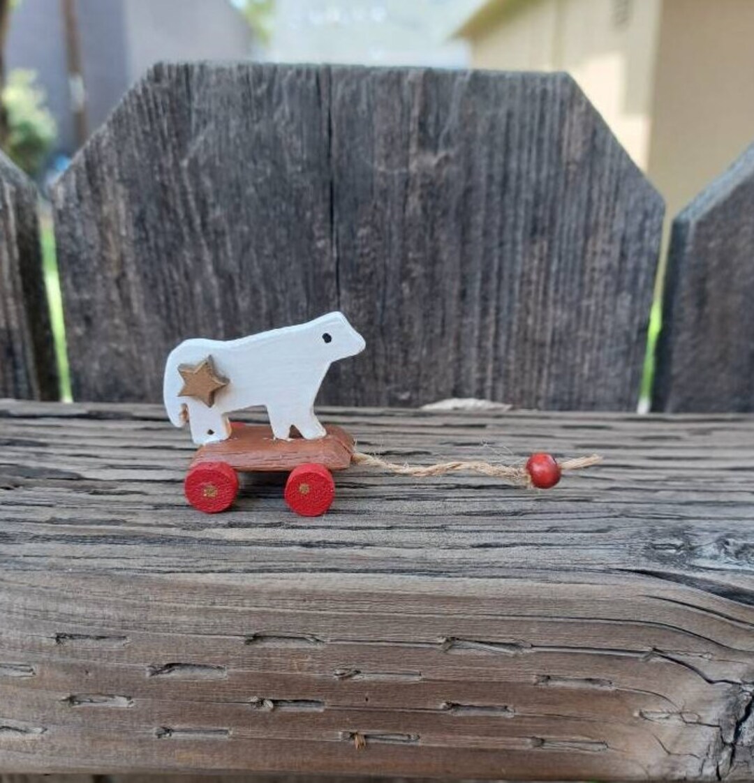 Sheep Pull Toy, Primitive Farmhouse Wooden Decoration 1:12 Dollhouse ...