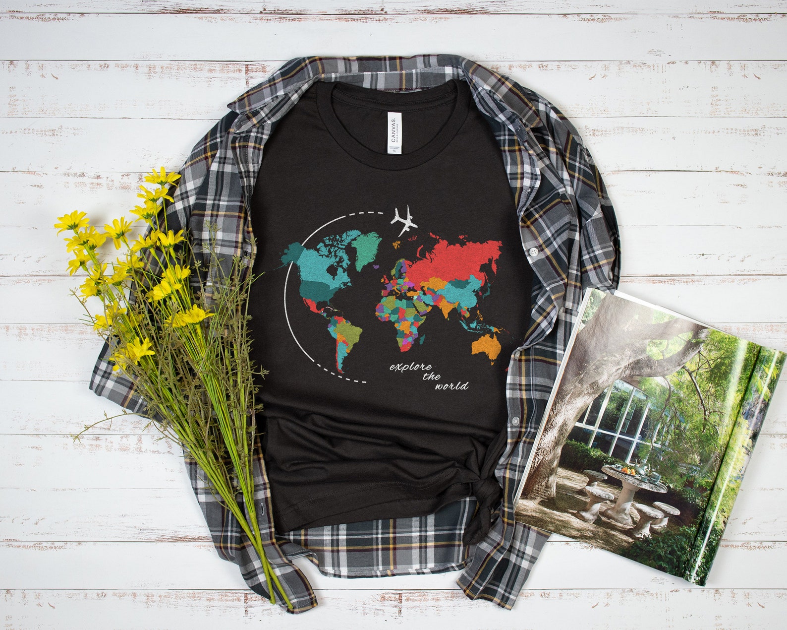 World Map Shirt Adventure Shirt Geography Shirt Wanderlust - Etsy