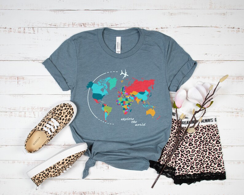 World Map Unisex T-shirt: Adventure Travel Tee - Etsy