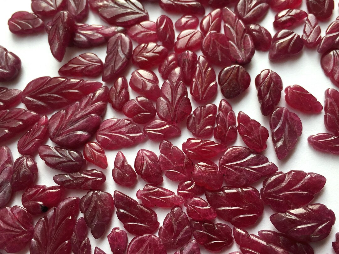 Natural Ruby Leaf Carving , Ruby Hand Carved, Gemstone Ruby Carving ...