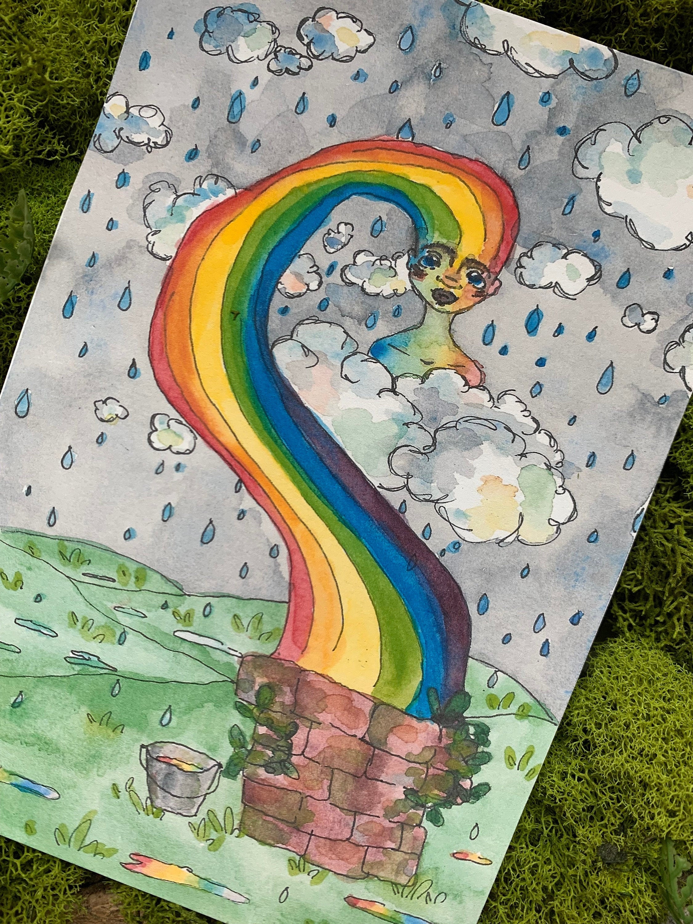 Rainbow Wishing Well Art Print - Etsy