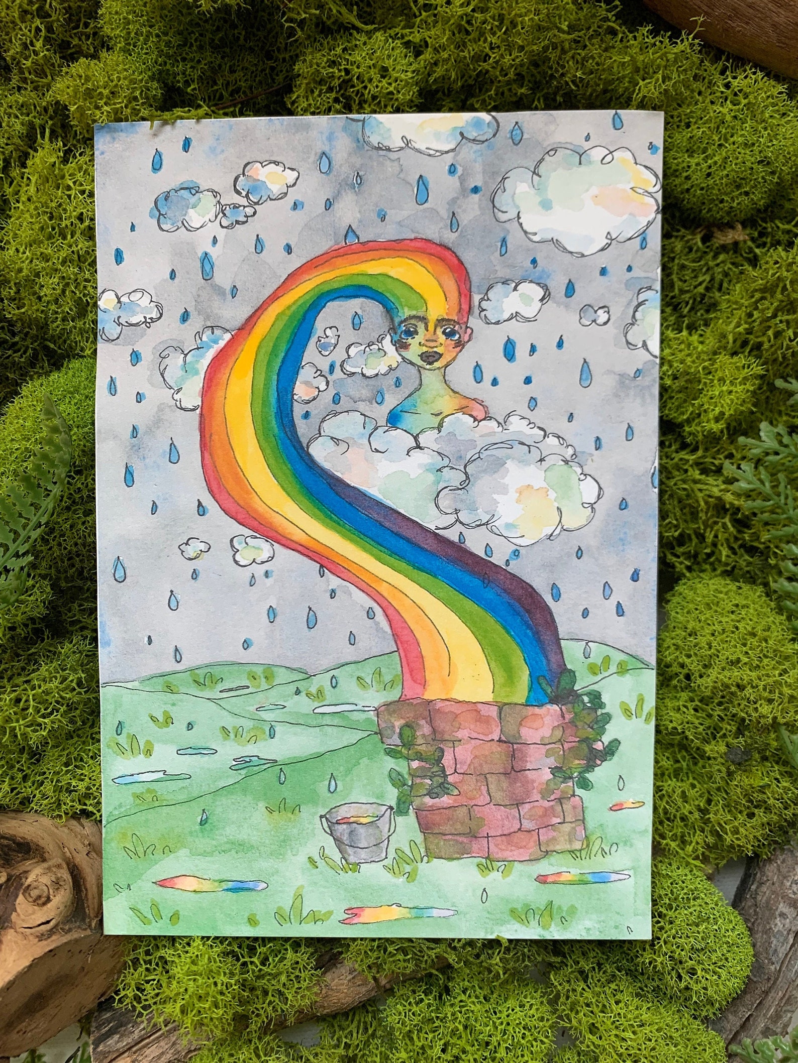 Rainbow Wishing Well Art Print - Etsy