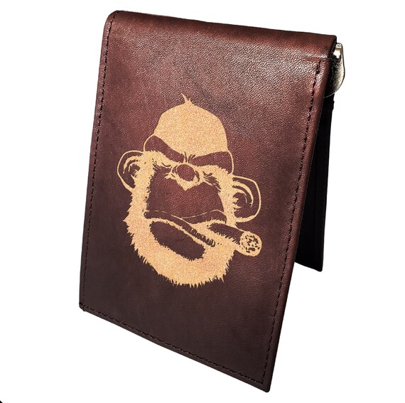 Cigar Monkey Funny Leather Laser Engraved Engraving Minimalist | Etsy