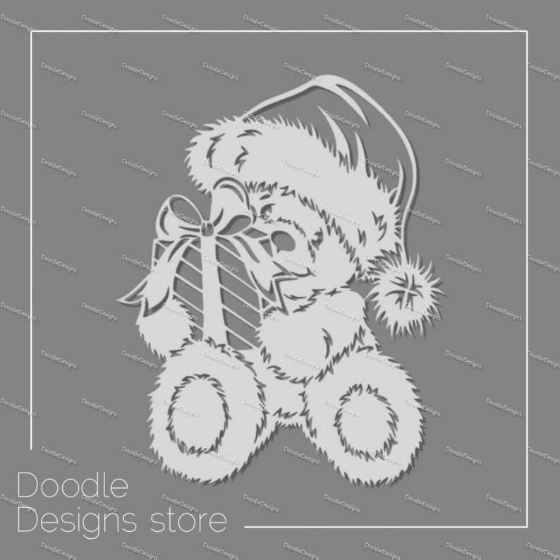 Christmas Teddy Bear With Present SVG Cutting Files for Cricut and ...