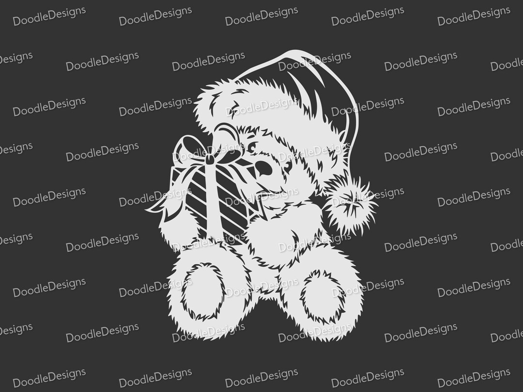 Christmas Teddy Bear With Present SVG Cutting Files for Cricut and ...