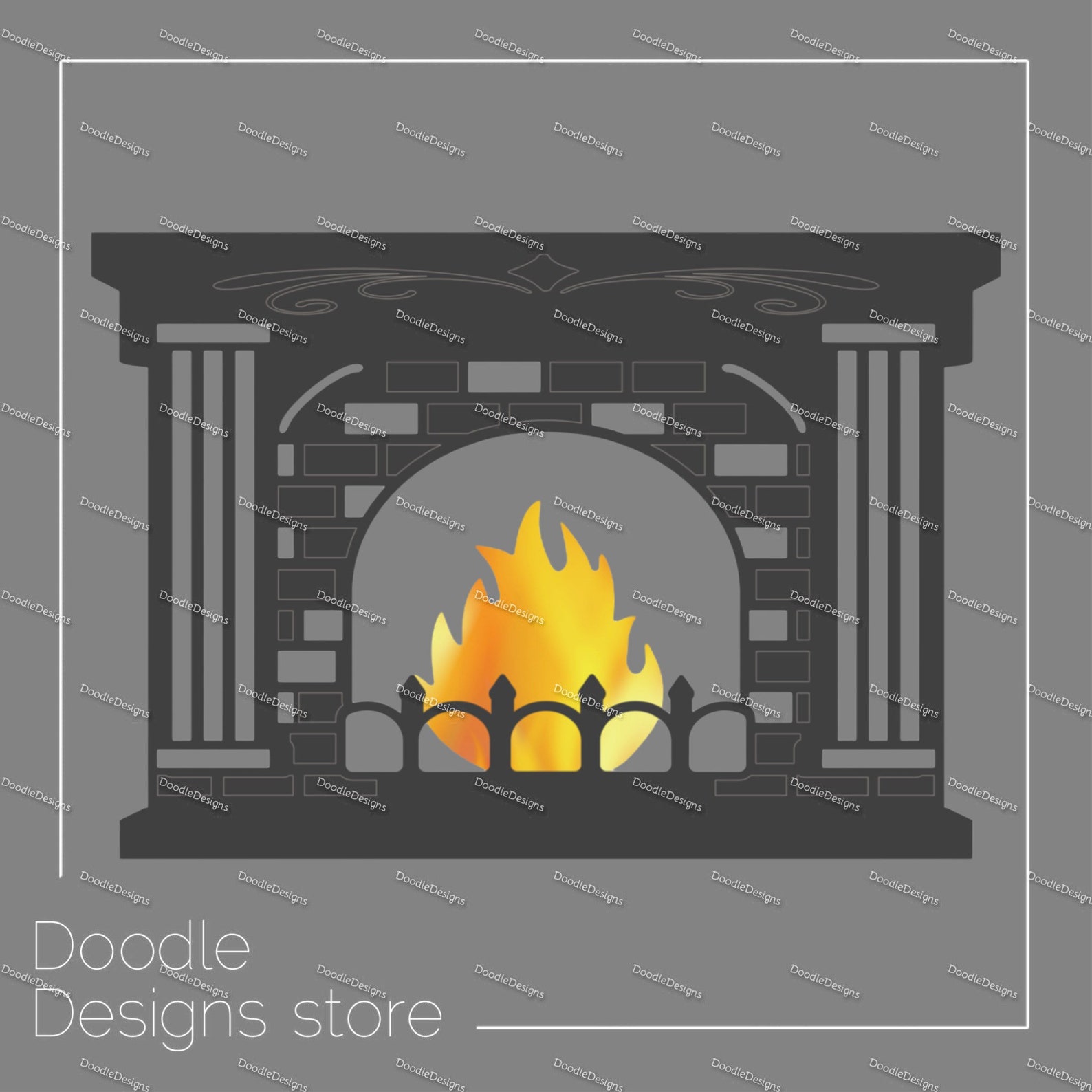 Fireplace Svg With Debossing Brickwork Pattern for - Etsy