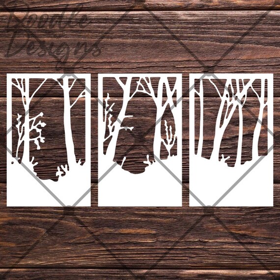 Forest tree panel SVGs for Scene building and shadowboxes/ | Etsy