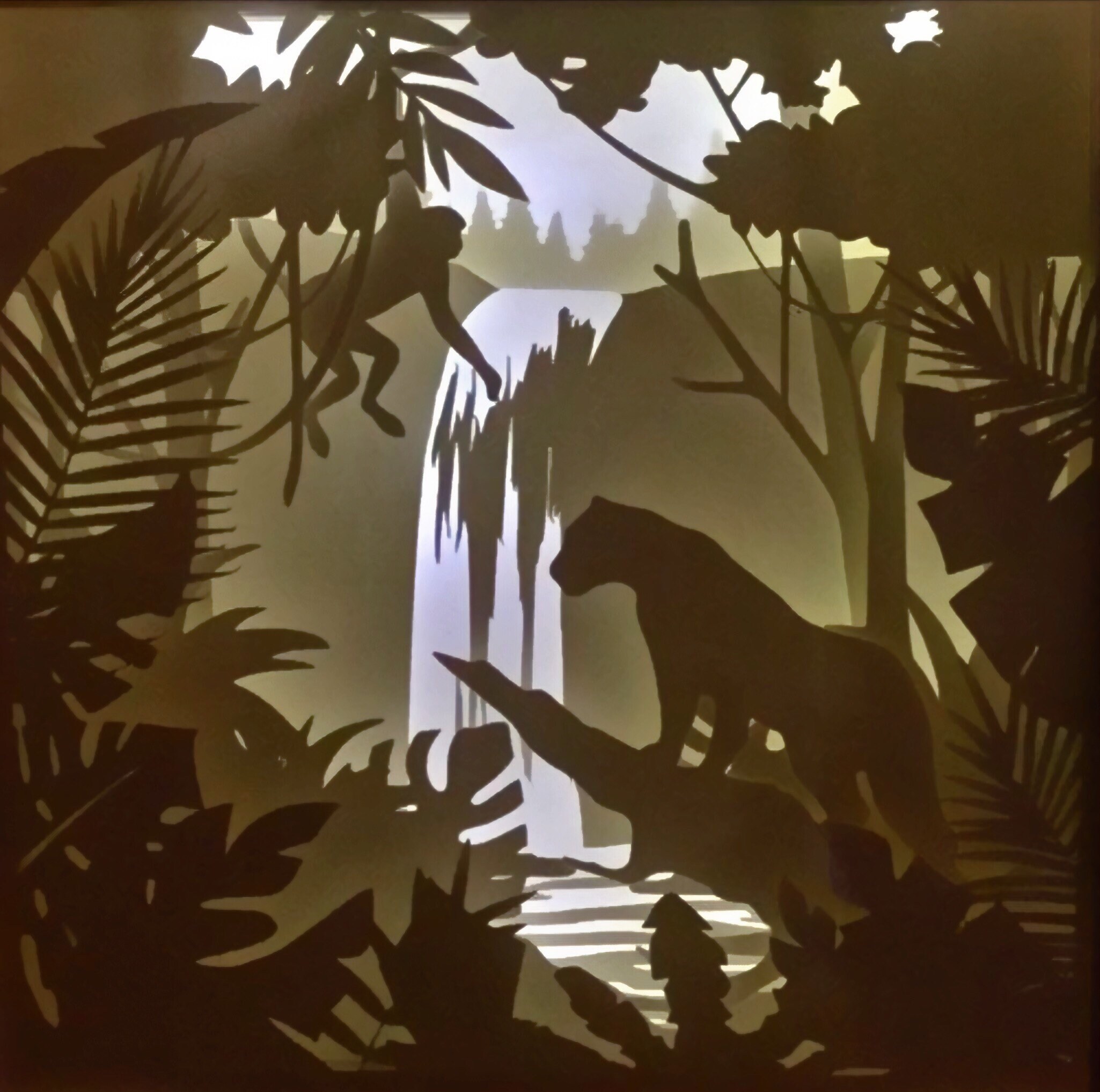 Jungle Shadowbox SVG/ Panther/ Monkey/ Waterfall Svg for Cricut ...