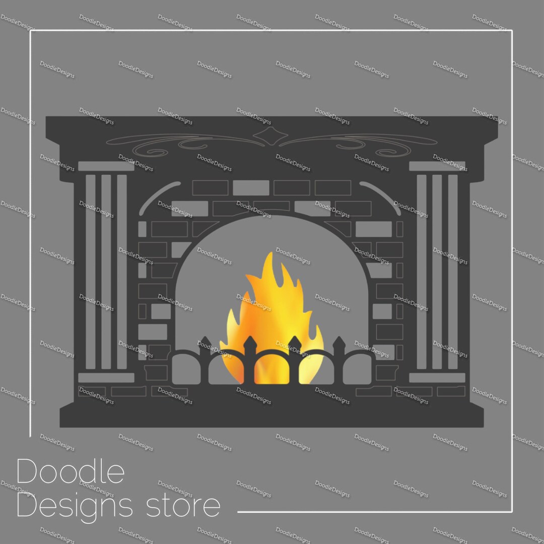 Fireplace Svg With Debossing Brickwork Pattern for - Etsy