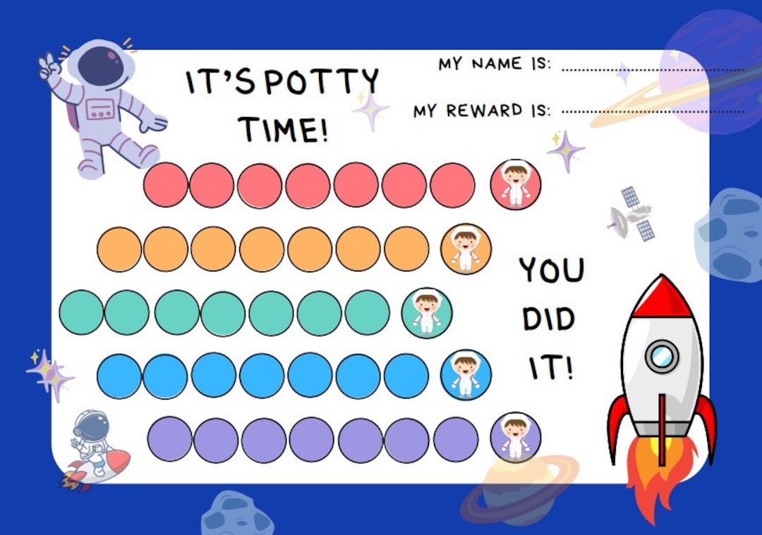 Space and Astronaut Theme Printable Potty Training Reward Chart ...