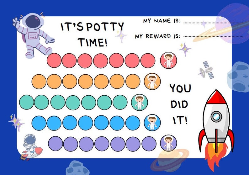 Space and Astronaut Theme Printable Potty Training Reward Chart ...