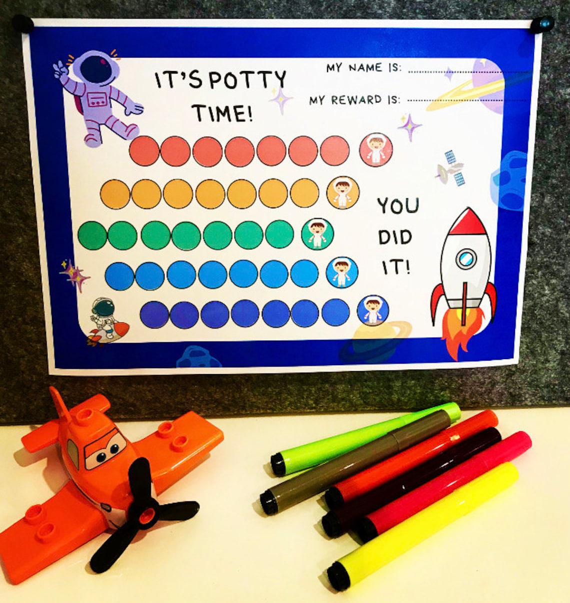 Space and Astronaut Theme Printable Potty Training Reward Chart ...