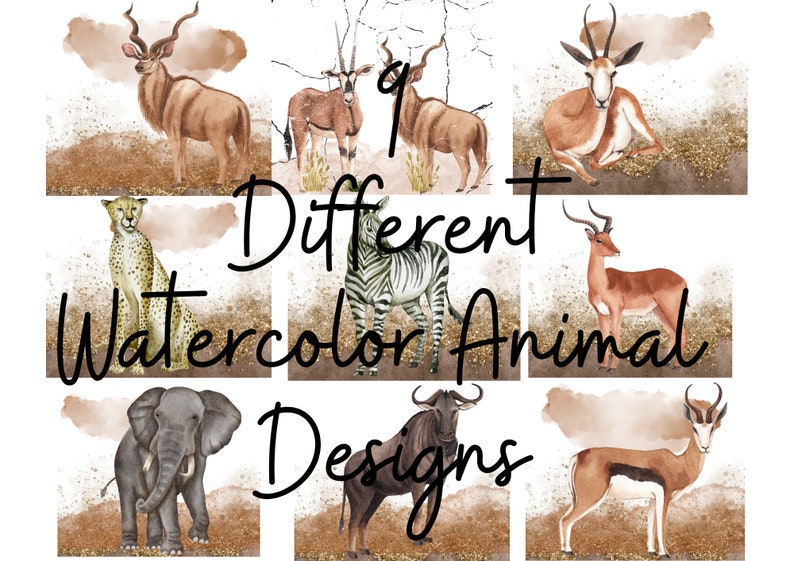 Kudu Wildebees Springbok Antelope Watercolor 20oz PNG Full Canva Edit ...