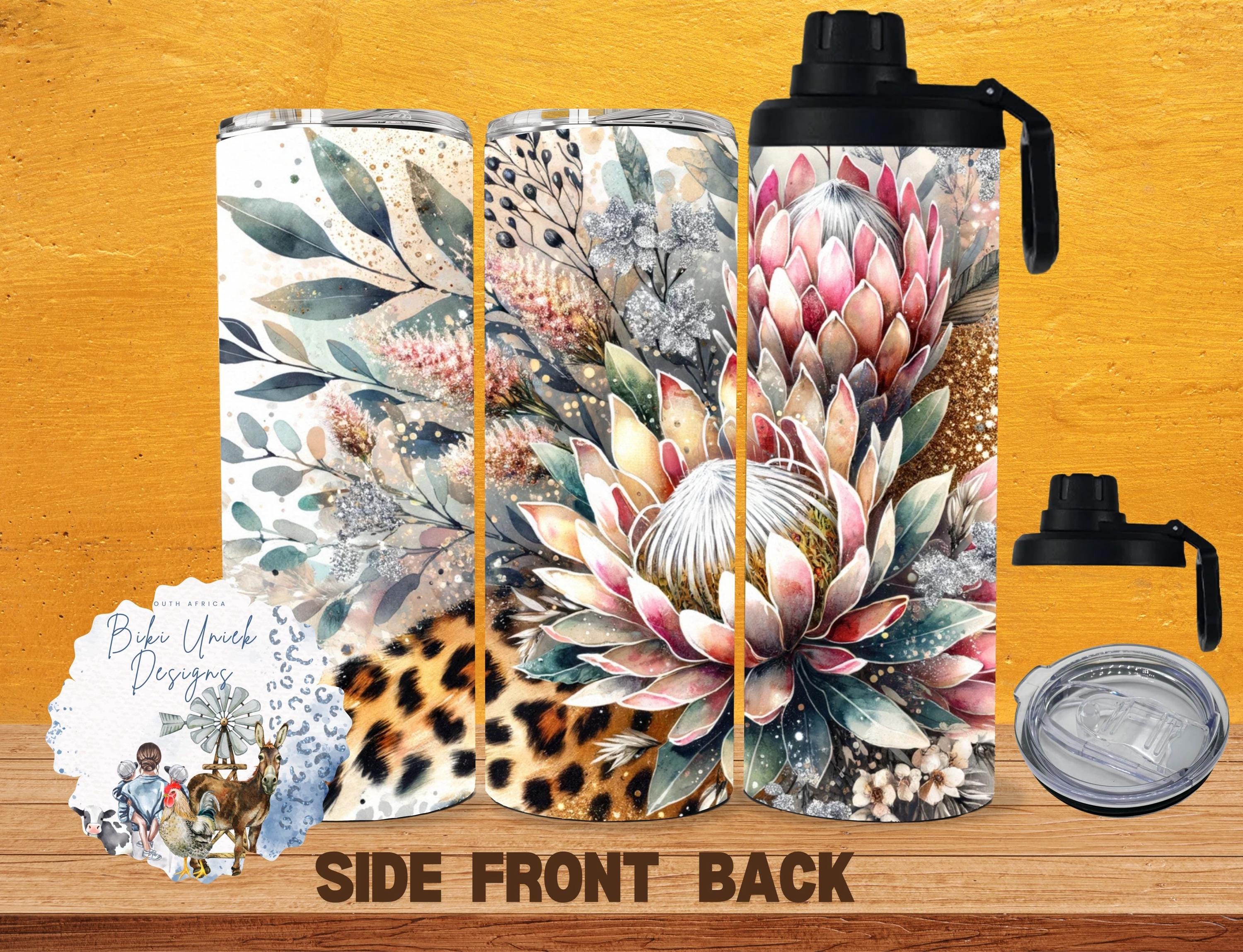 Leopard Protea PNG, English, Afrikaans, Watercolour 20oz Tumbler Safari Glitter - Etsy