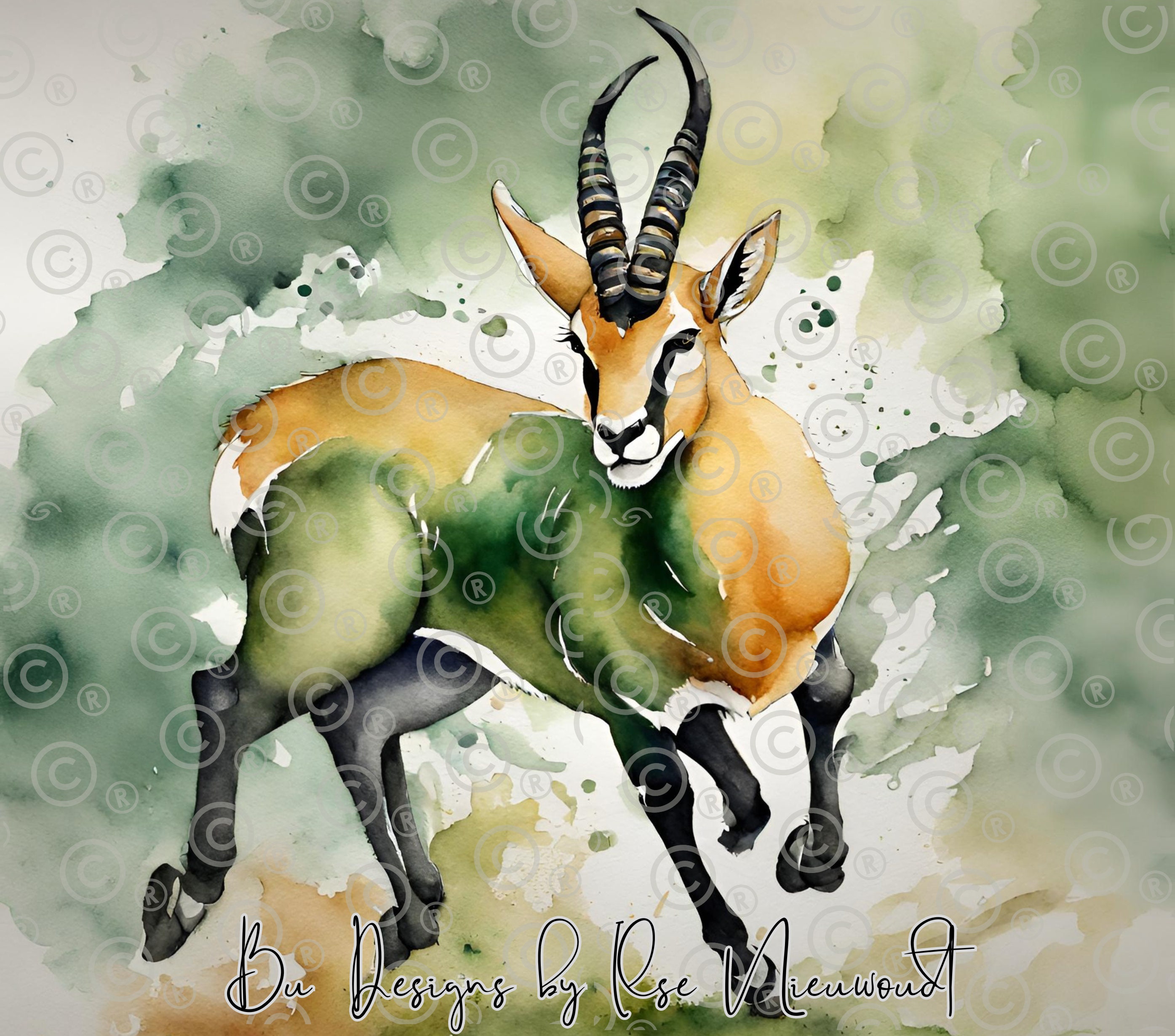 Watercolour Springbok Rugby 20oz PNG - Etsy