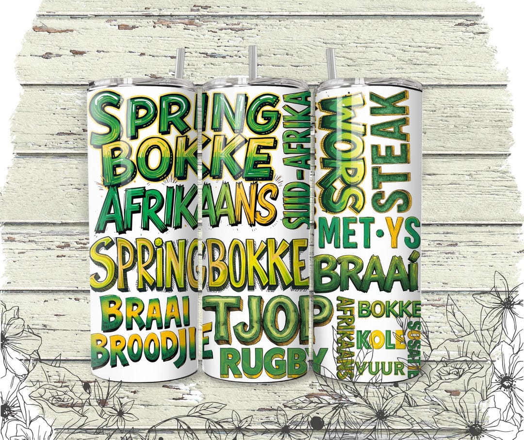 South African Rugby Springbokke PNG 20oz Tumbler Waterbottle Afrikaans ...