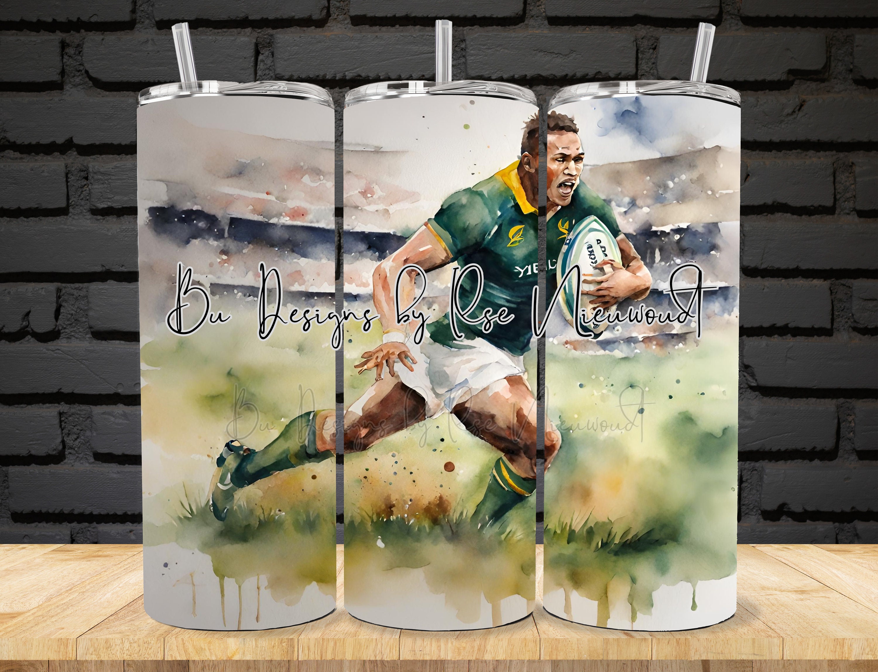 Watercolour Springbok Rugby Player 20oz PNG - Etsy