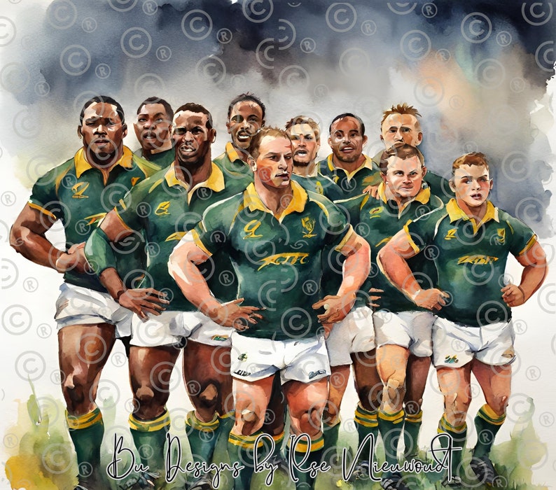 Watercolour Springbok Rugby Team 20oz PNG - Etsy