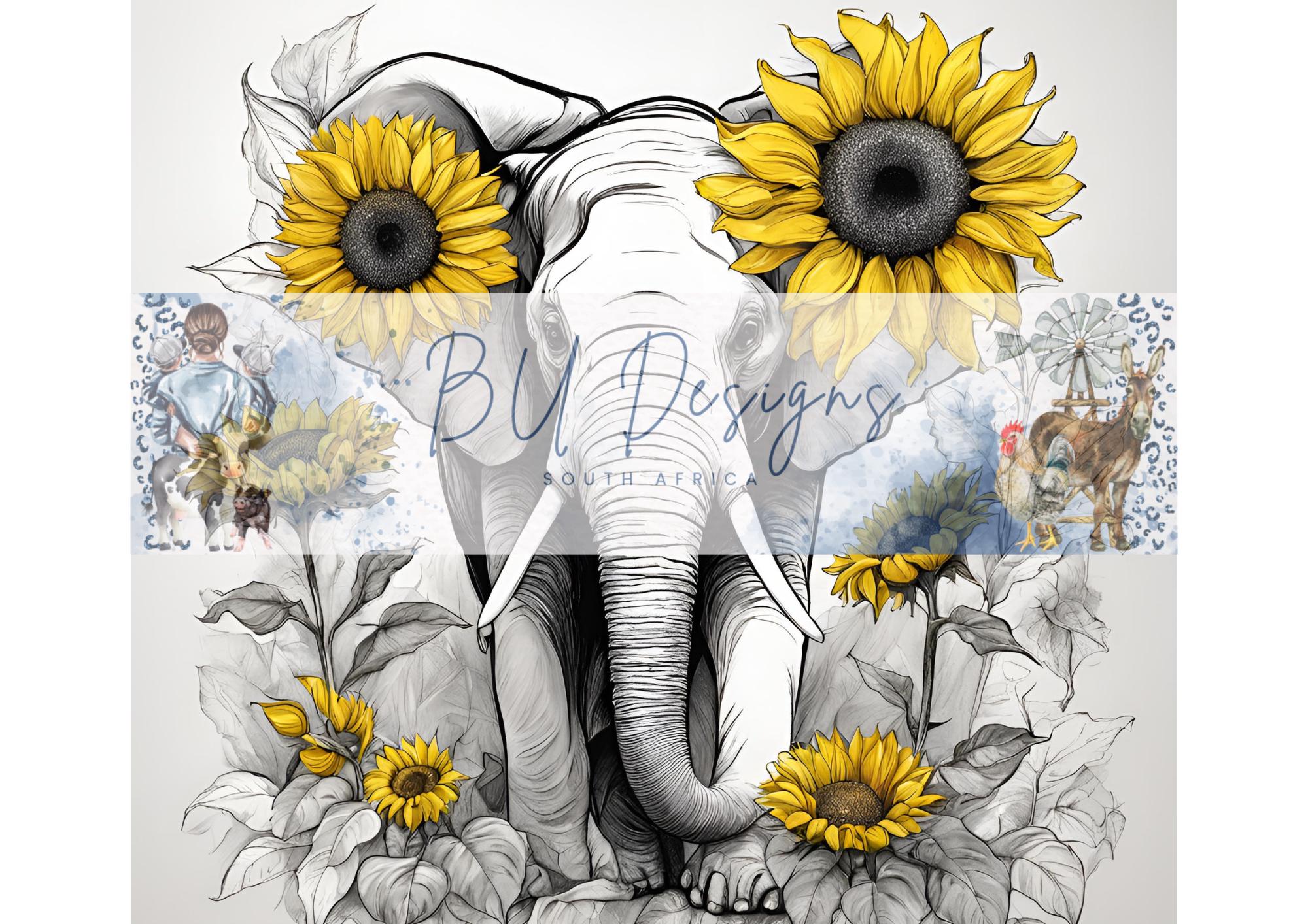 Elephant Sunflower South Africa PNG - Etsy