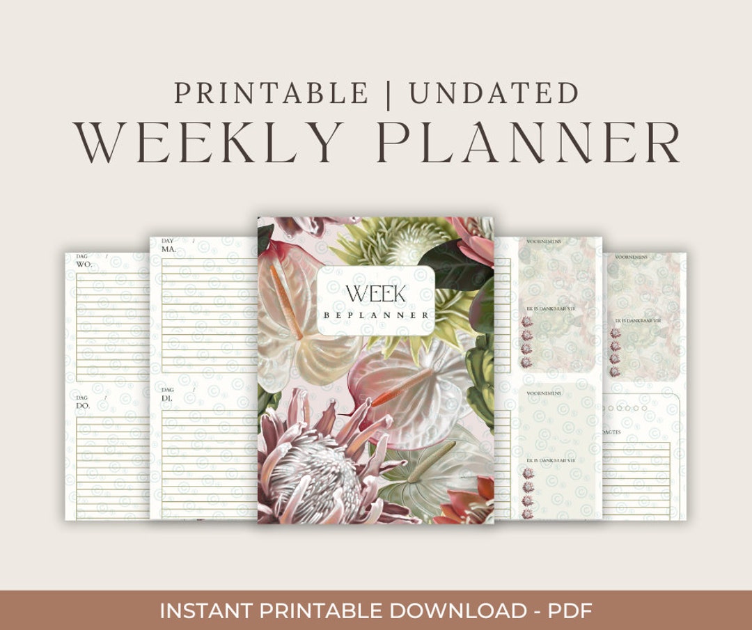 Undated Digital Planner, Weekly Digital Planner, Digital Planner PDF ...
