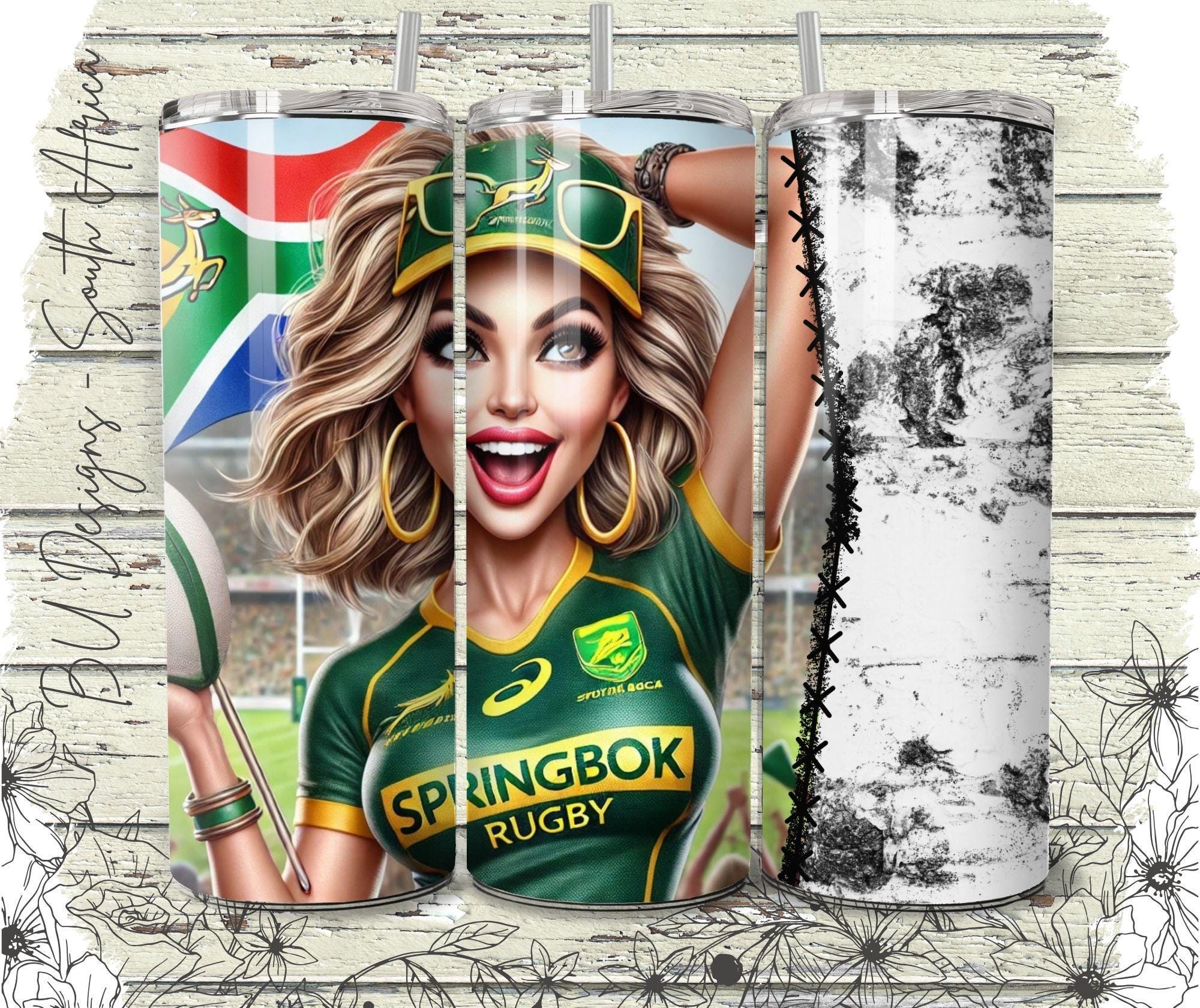 South Africa Springbok Rugby PNG 20oz Afrikaans Crazy Supporter - Etsy