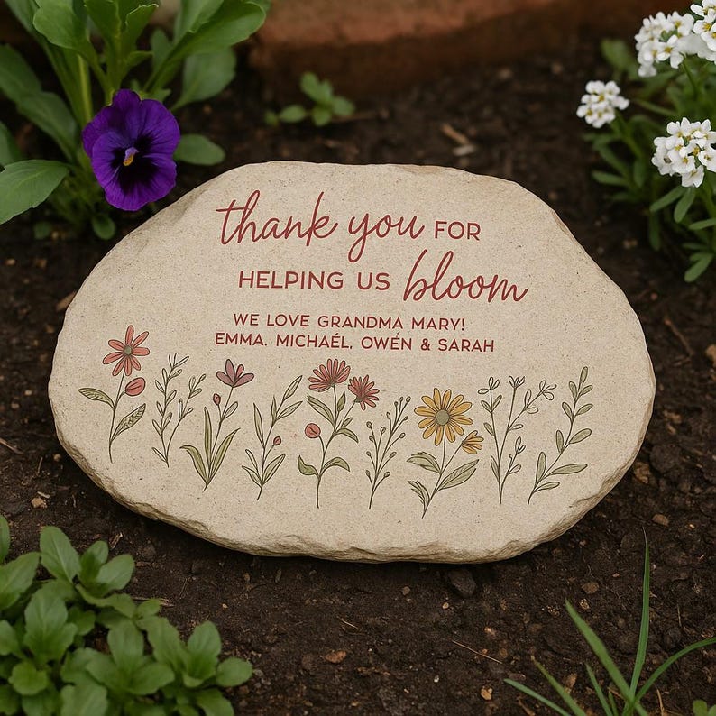 Personalized Garden Stone | Love Blooms Here Yard Decor | Custom Flower ...