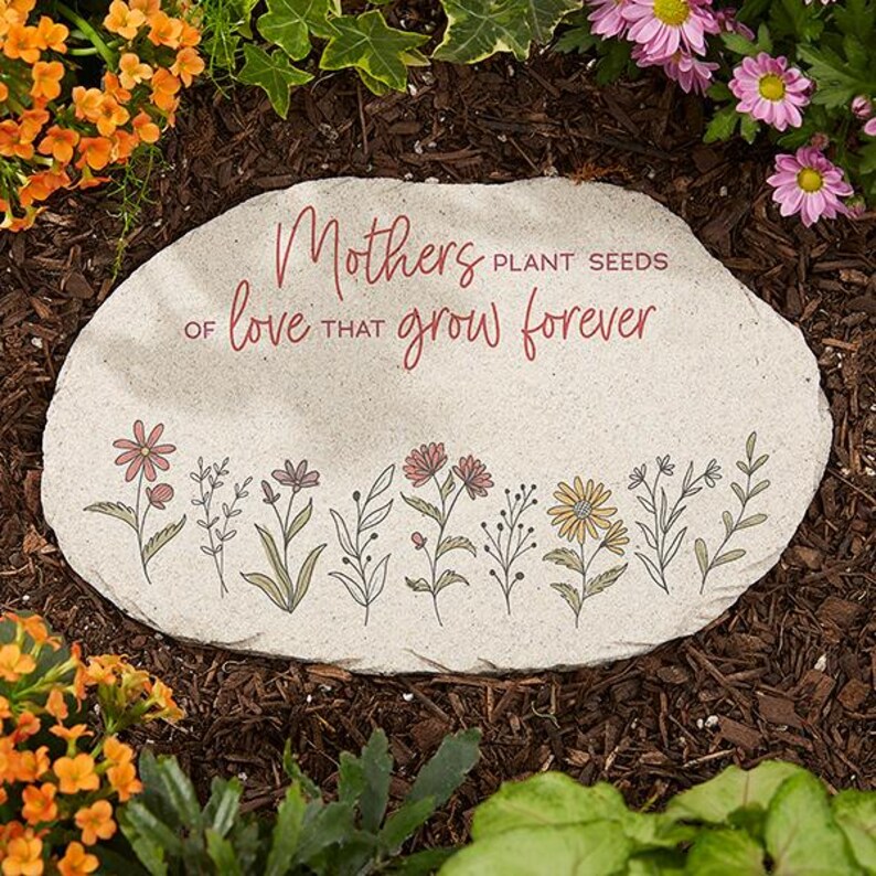 Personalized Garden Stone | Love Blooms Here Yard Decor | Custom Flower ...