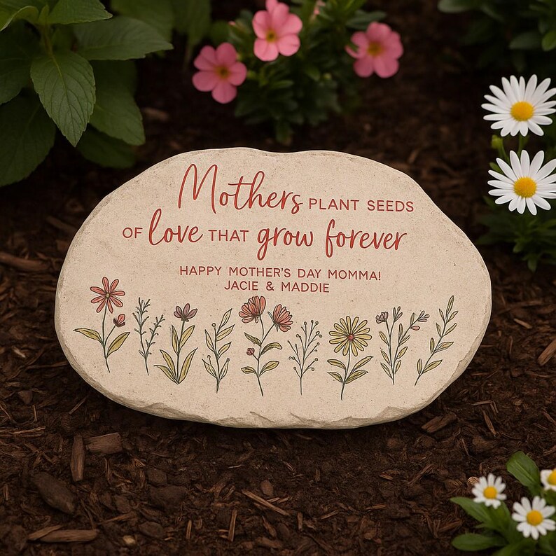 Personalized Garden Stone | Love Blooms Here Yard Decor | Custom Flower ...