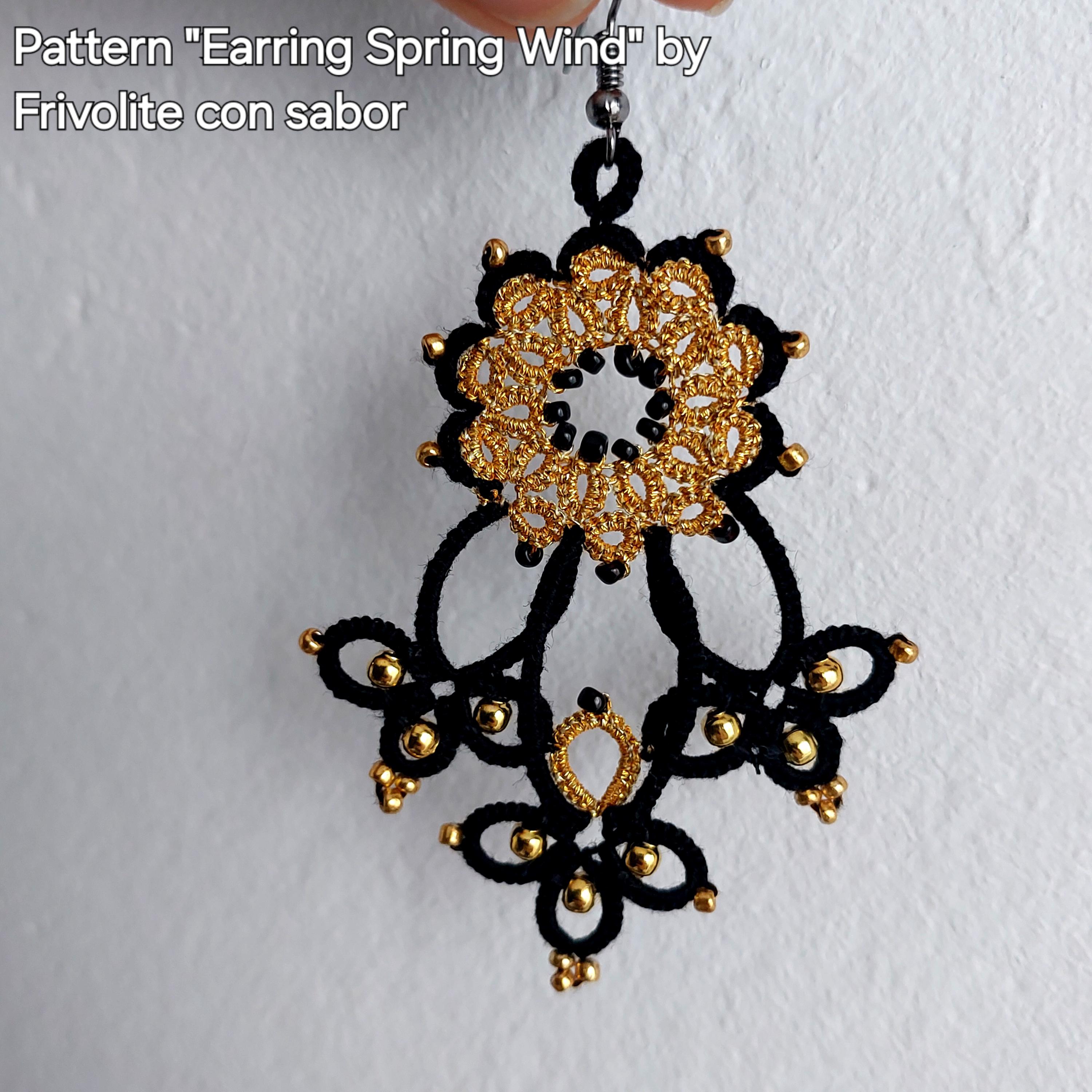 One Round Tatting Pattern PDF "earring Spring Wind" by Frivolite Con ...