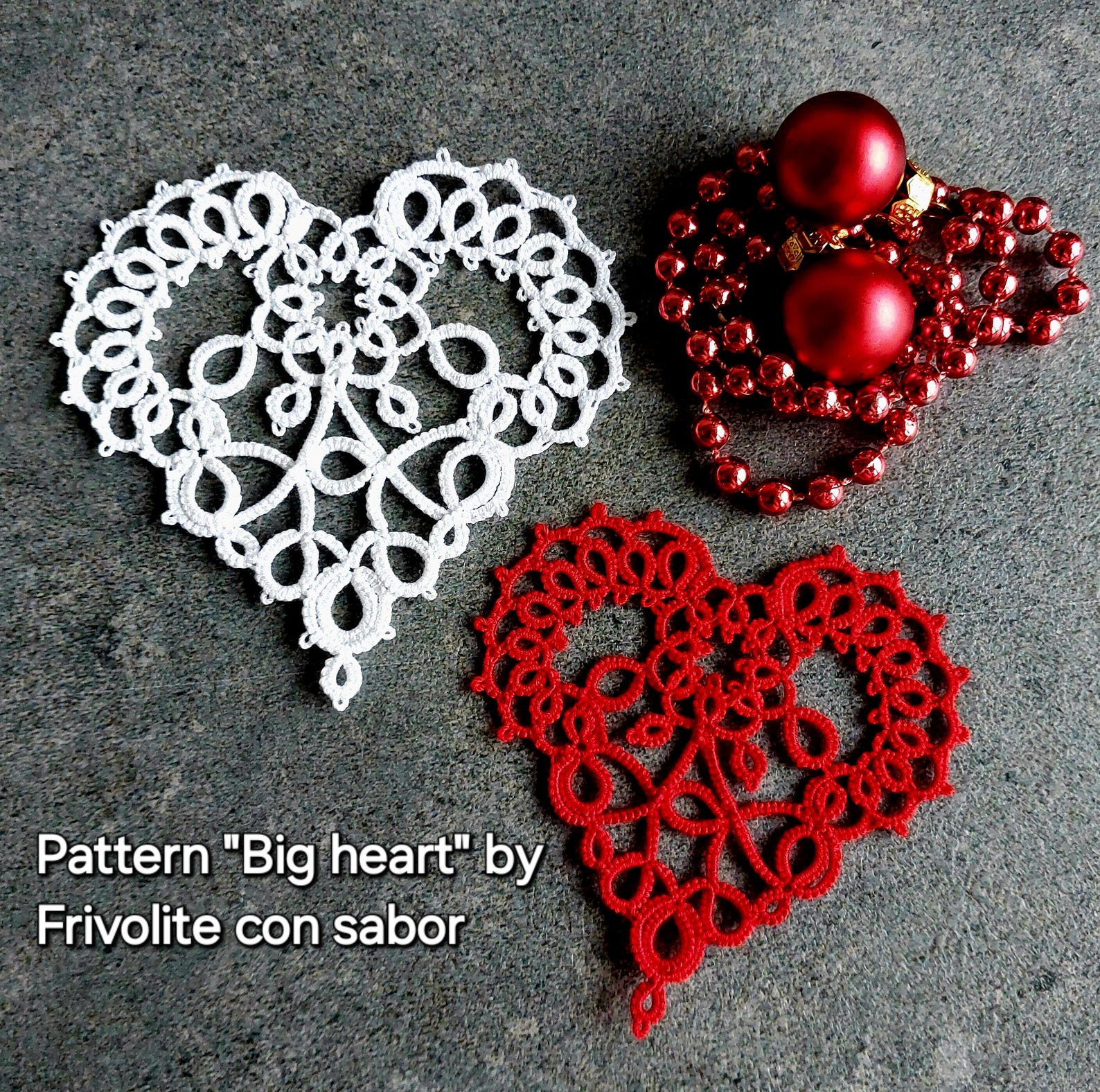 One Round Tatting Pattern PDF Big Heart by Frivolite Con Sabor for ...