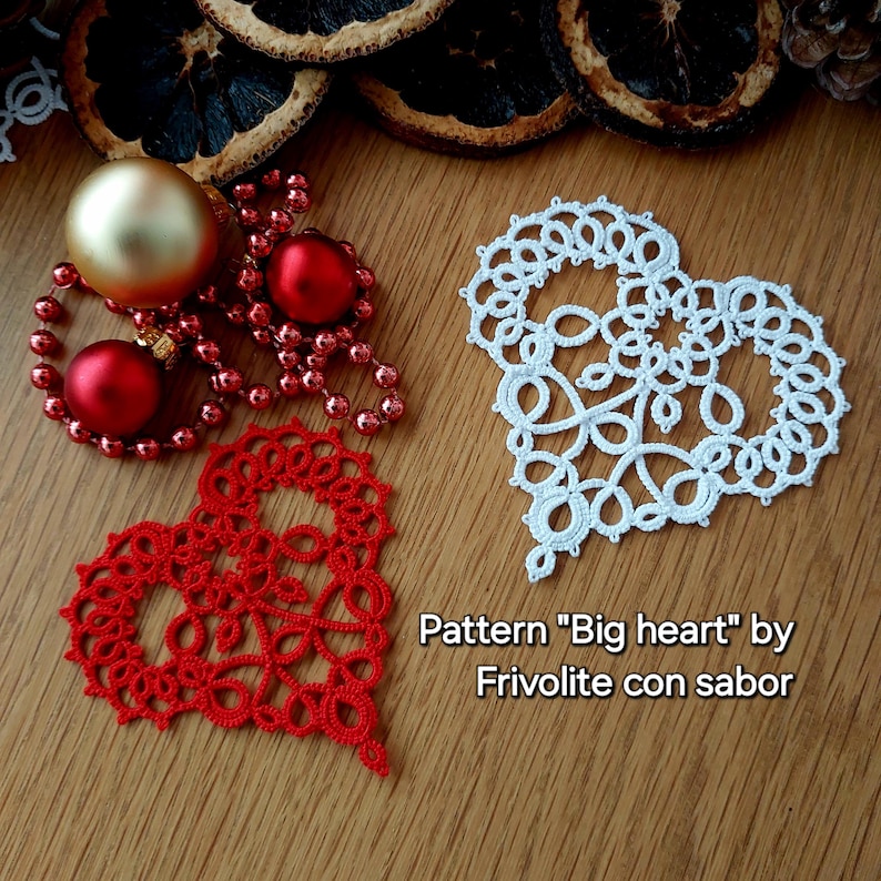 One Round Tatting Pattern PDF Big Heart by Frivolite Con Sabor for ...