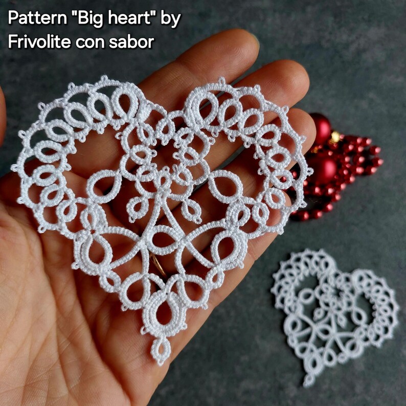 One Round Tatting Pattern PDF Big Heart by Frivolite Con Sabor for ...