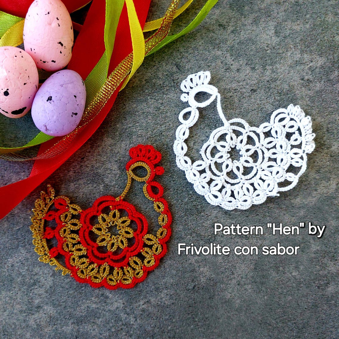 Tatting Pattern PDF "hen" by Frivolite Con Sabor for Shuttle Tatting ...