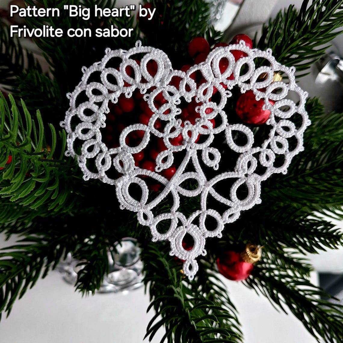 One Round Tatting Pattern PDF Big Heart by Frivolite Con Sabor for ...