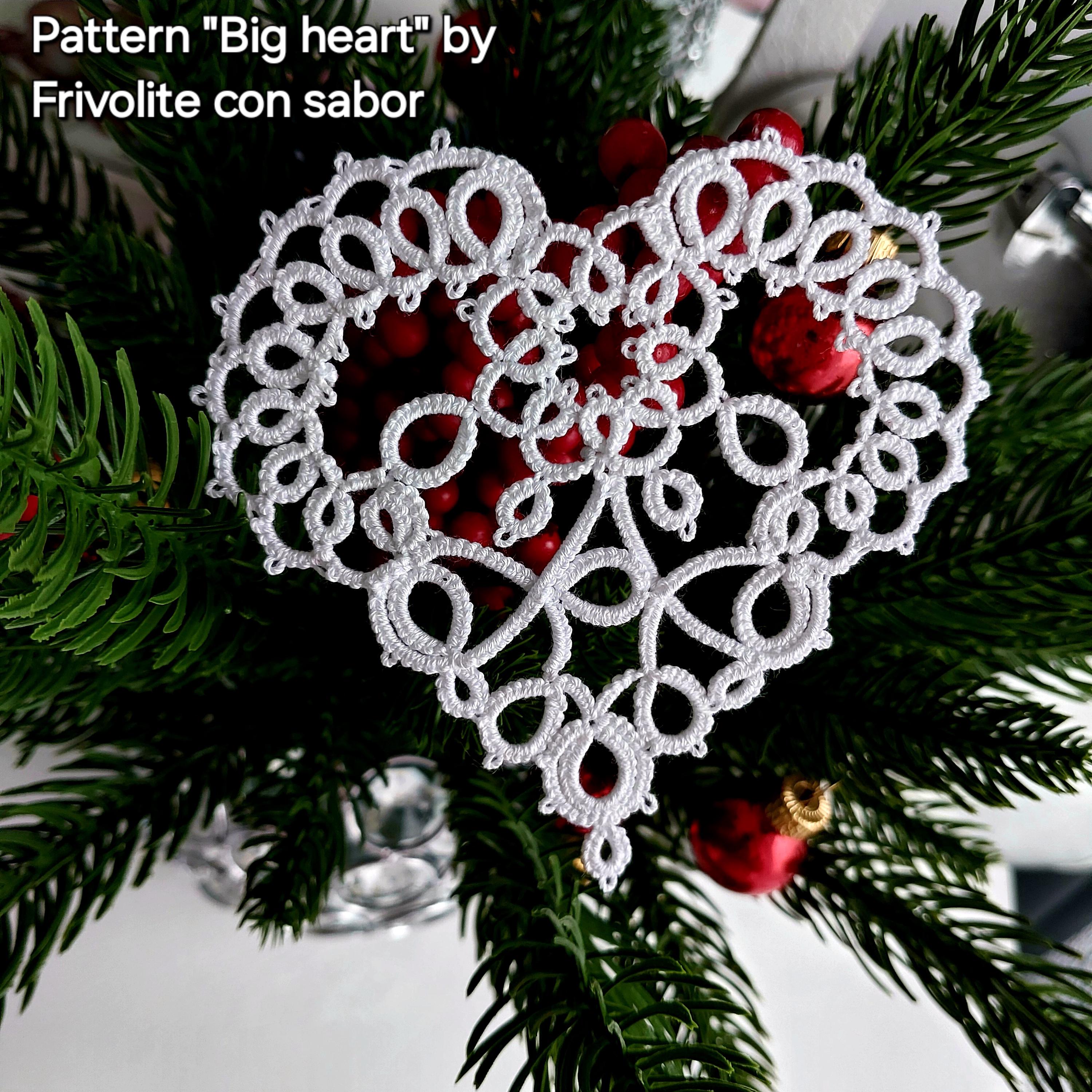 One Round Tatting Pattern PDF Big Heart by Frivolite Con Sabor for ...