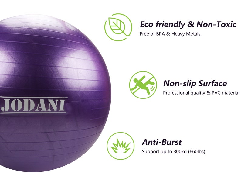 JODANI Exercise Ball (65cm). Extra Thick Swiss Ball With Quick Pump ...