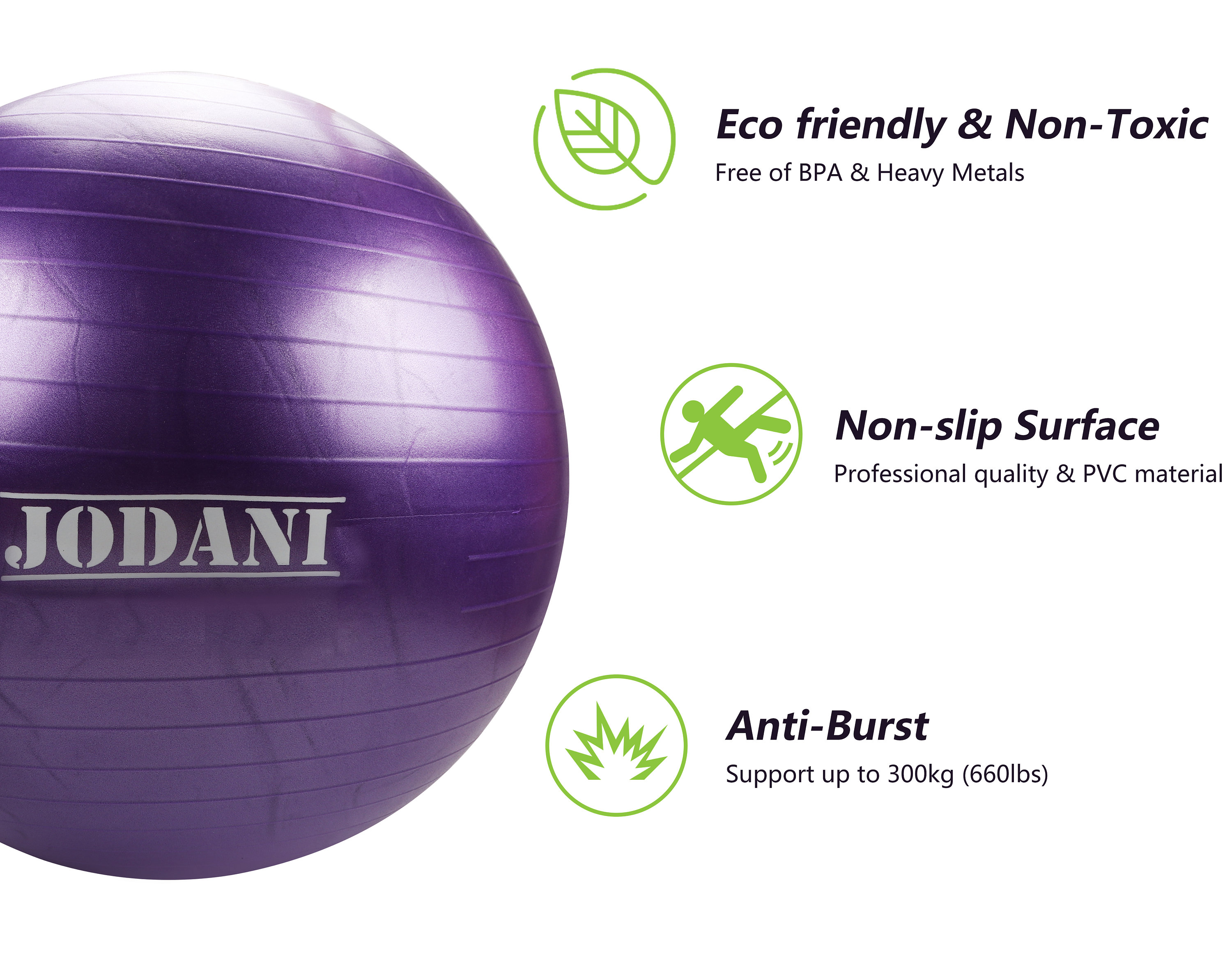 JODANI Exercise Ball (65cm). Extra Thick Swiss Ball With Quick Pump ...