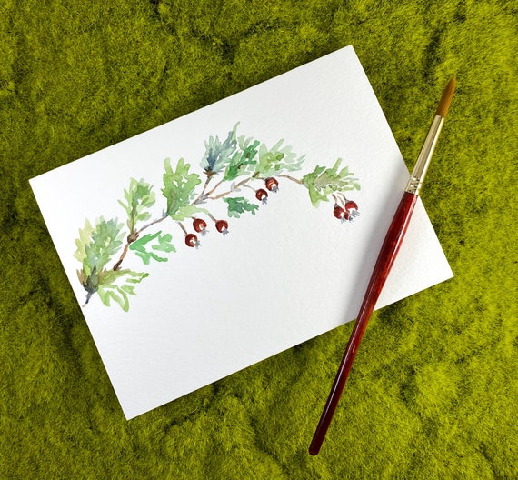 HAWTHORN: Hand-painted Watercolor Greeting Card | Etsy