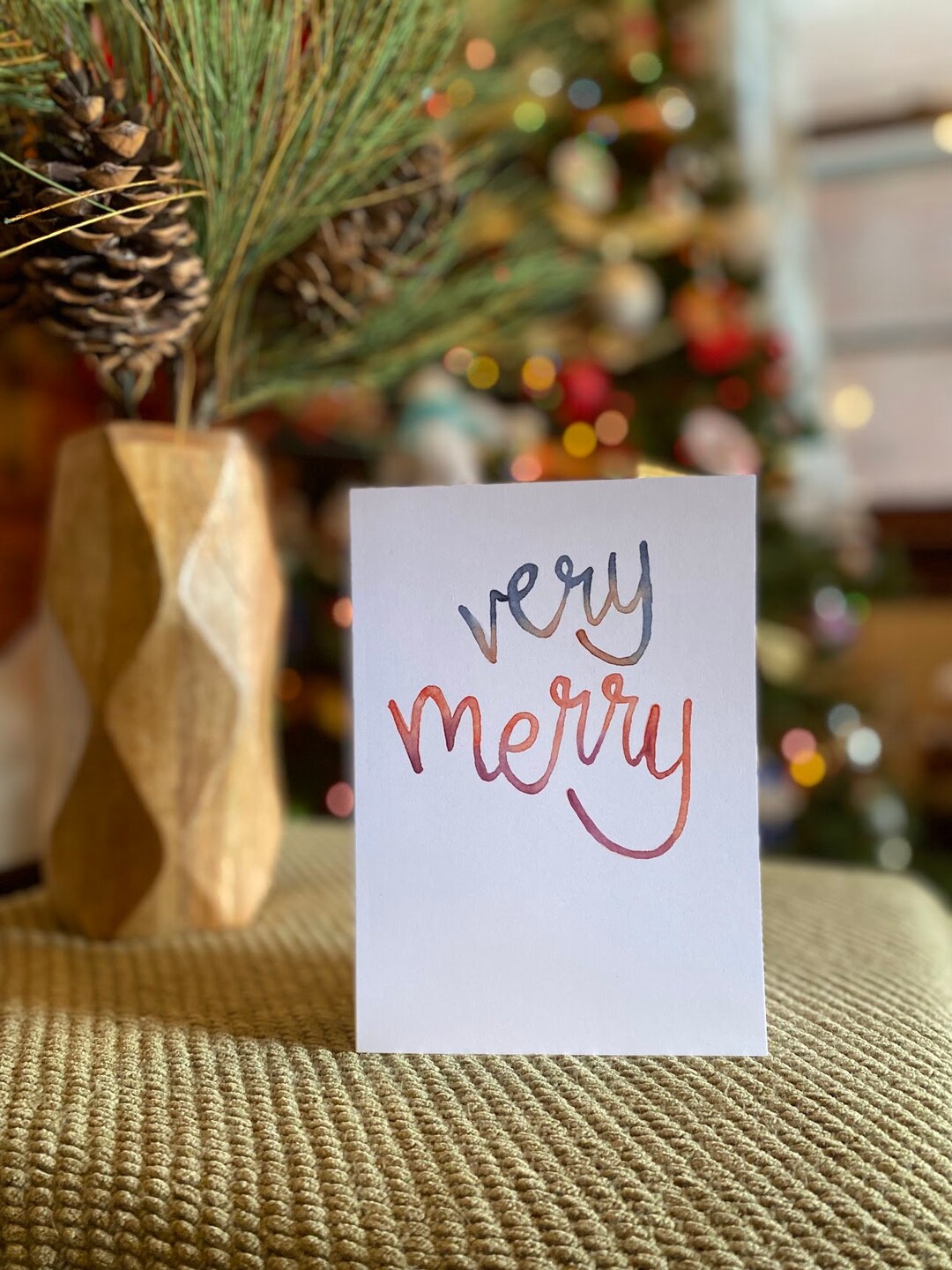 Very Merry Script Greeting Cards Set of 6 - Etsy