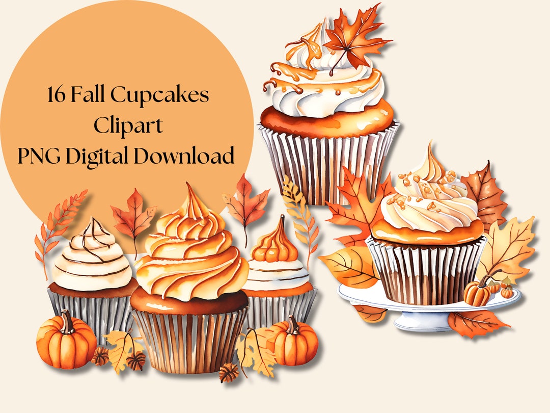 Fall Cupcake Clipart - Etsy