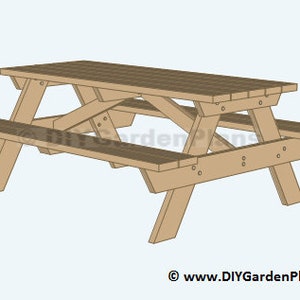 6 Foot Picnic Table Plans | PDF Download - Etsy