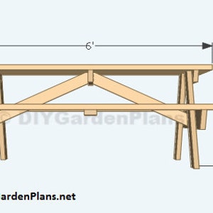 6 Foot Picnic Table Plans | PDF Download - Etsy
