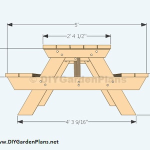 6 Foot Picnic Table Plans | PDF Download - Etsy Canada