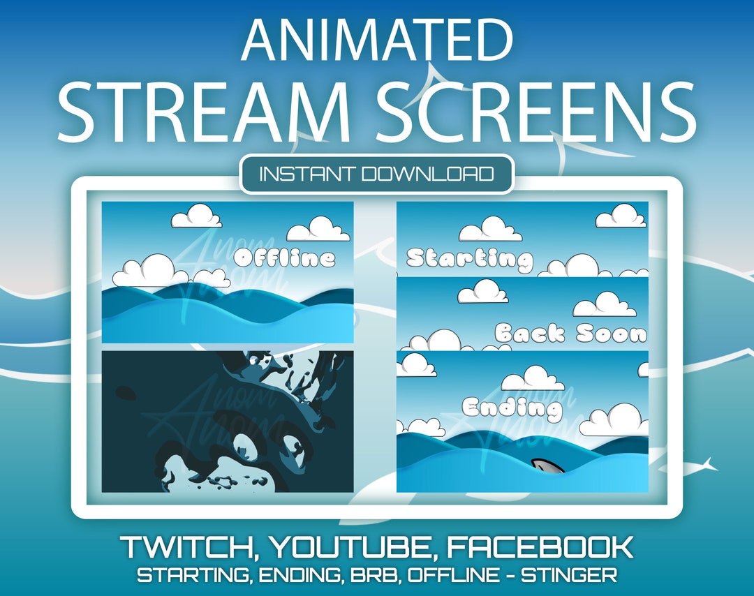 Animated Shark Stream Screens | Stinger - Etsy