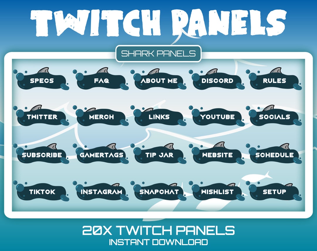 20x Shark Panels | Twitch - Etsy