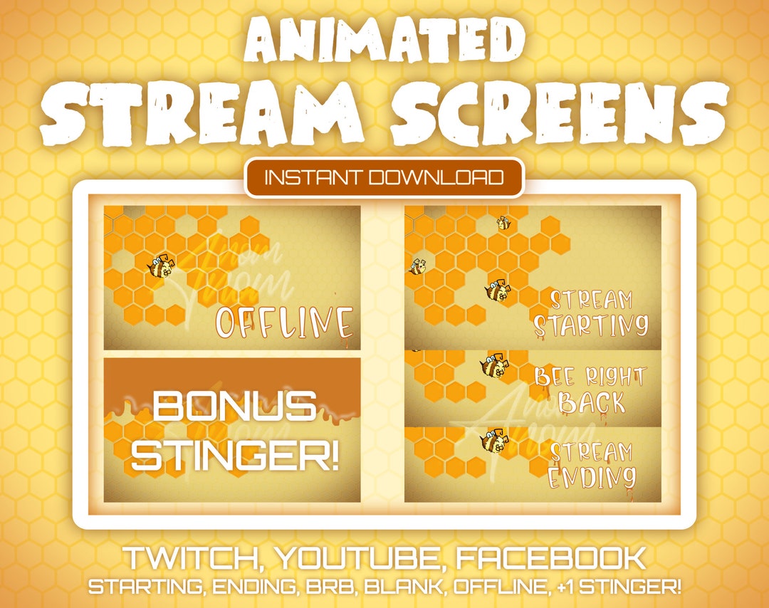 Animated Honey Bee Stream Screens +1 Offline Screen | BONUS Honey ...