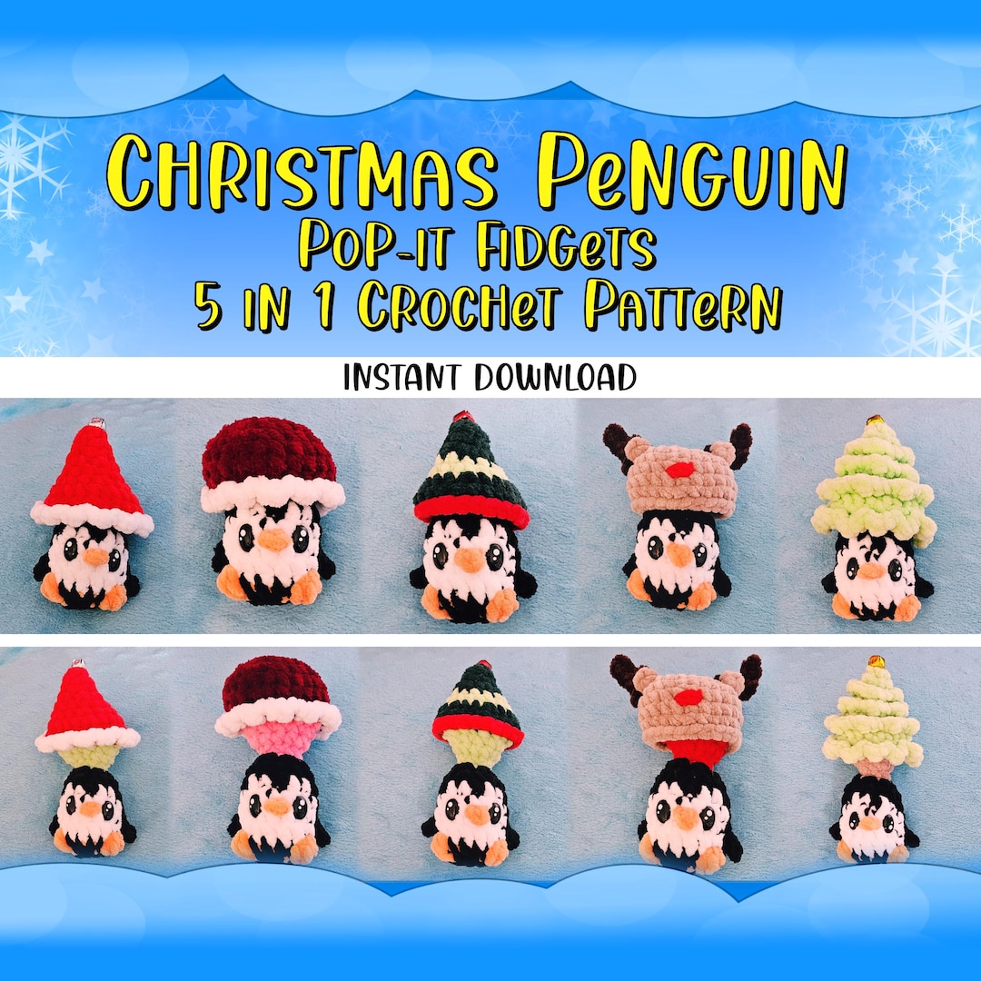 Christmas Penguin Pop Fidgets | 5 in 1 Crochet Pattern - Etsy