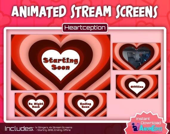 Animated Heart Stream Screens and Stinger Valentines Day | Etsy